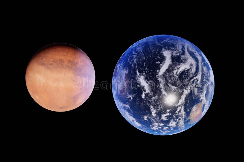 Earth Globe and Et Mars in the Universe Stock Illustration ...