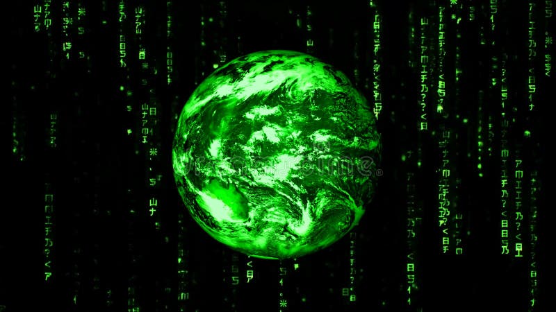 Planet Earth Matrix Code Rotating. Stock Footage - Video of future ...