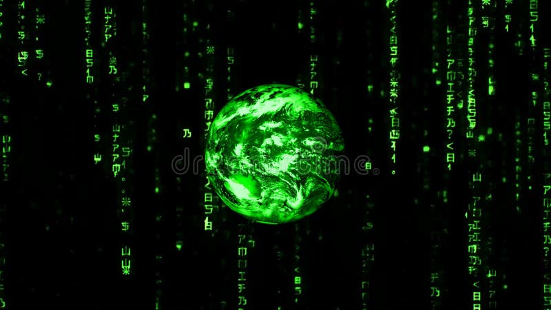 Planet Earth Matrix Code Rotating. Stock Footage - Video of future ...