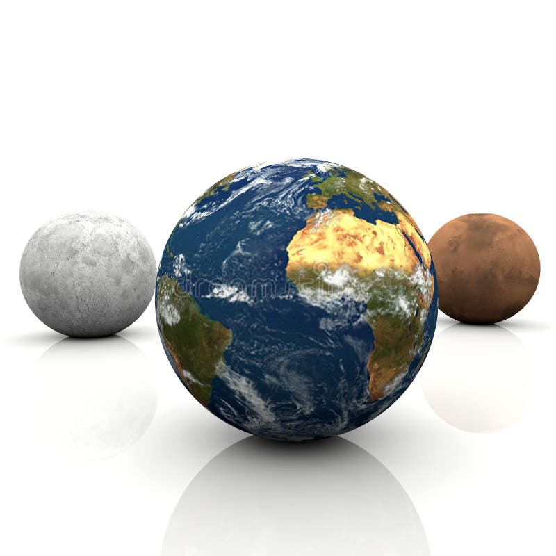 Planet earth,moon and mars stock illustration. Illustration of ...