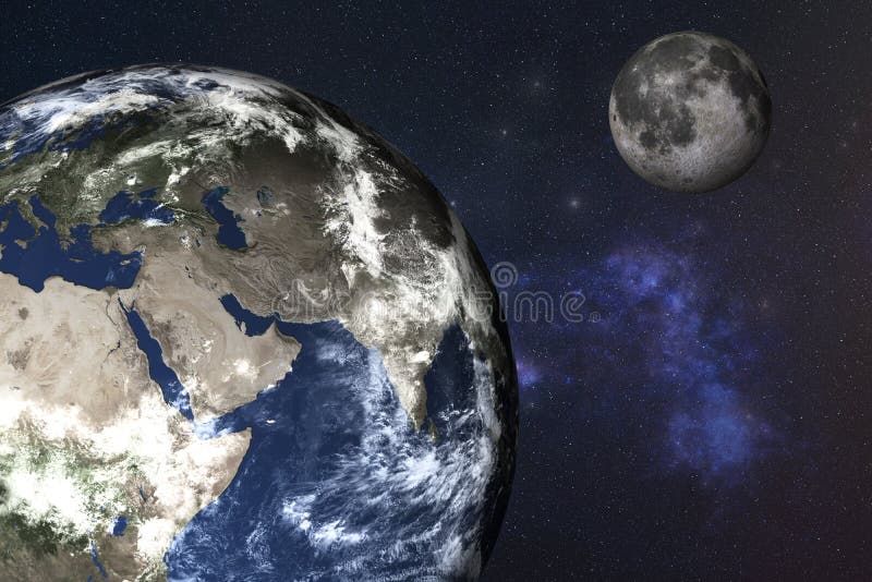 Planet Earth and Moon in the Space Stock Photo - Image of night, nature ...