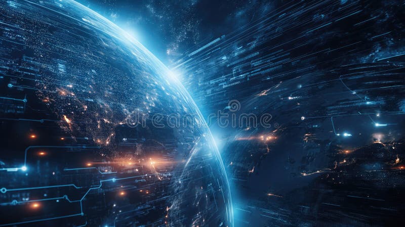 The Planet Earth Moving Inside the Cyber Space and High Technology and ...