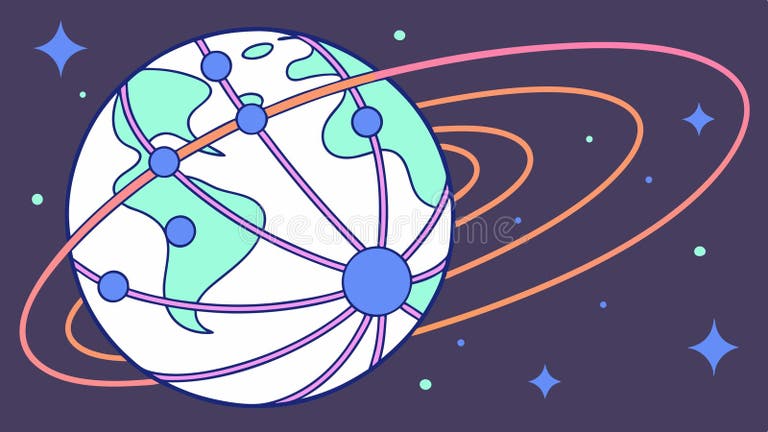 Planet Earth with Multiple Satellite Orbits Illustration, Vector Design ...