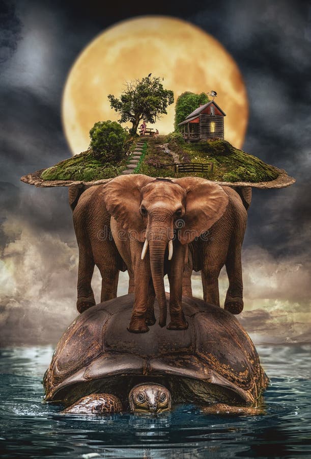 Mythological Planet Earth. Turtle Carrying Elephants Stock Vector ...