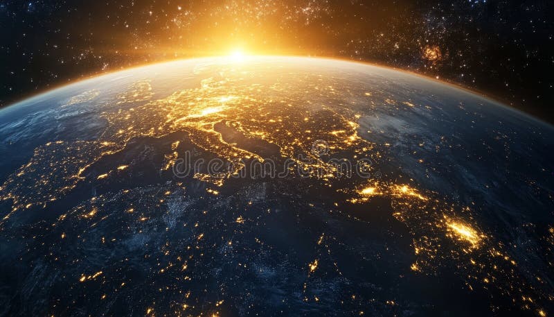 Planet Earth at Night, Showing City Lights and the Glow of Human ...