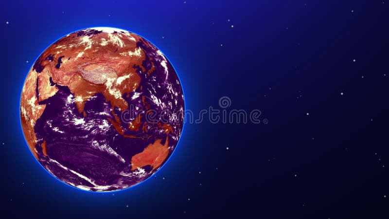 Planet Earth in Night Time with City Lights in Space with Stars. 3d ...