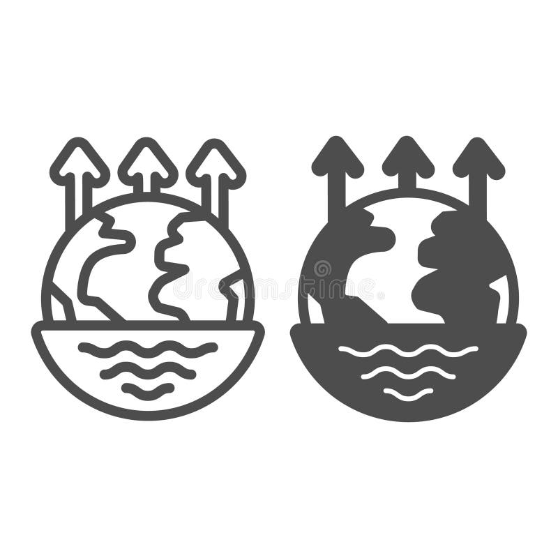 Sea Level Change Icon Outline Vector. Global Flood Stock Illustration ...