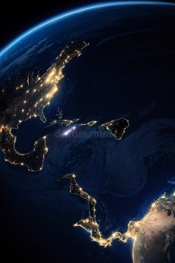 Planet Earth in Outer Space. Civilization Stock Illustration ...