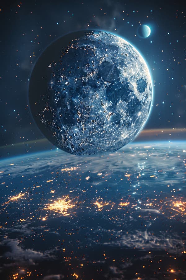 Planet Earth from Outer Space at Night with City Lights. 3d ...