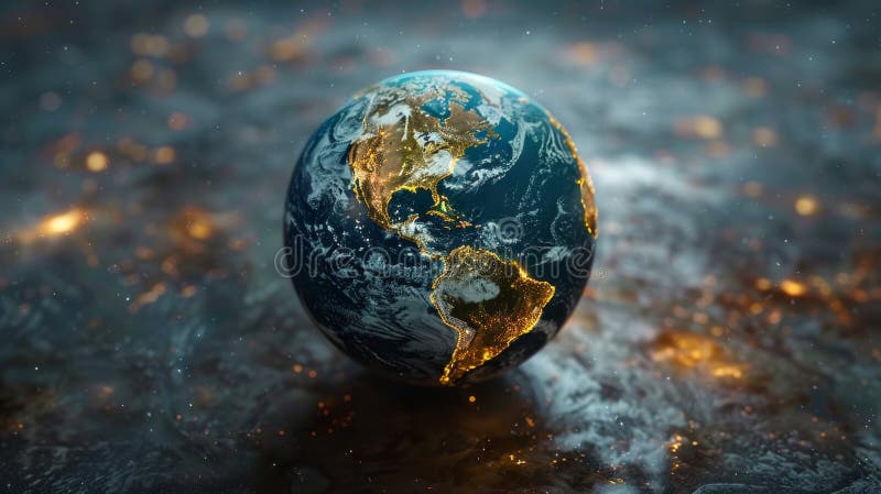 Planet Earth from Outer Space at Night with City Lights. 3d ...