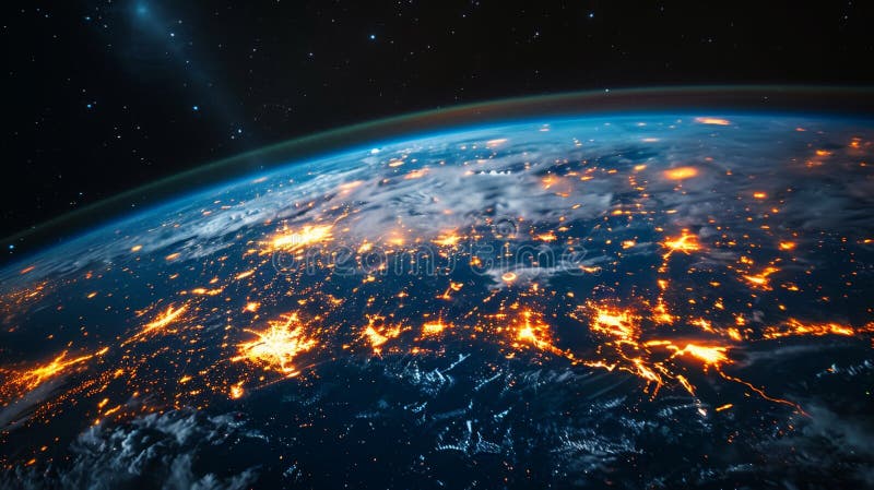 Planet Earth from Outer Space at Night. Elements Provided by NASA Stock ...