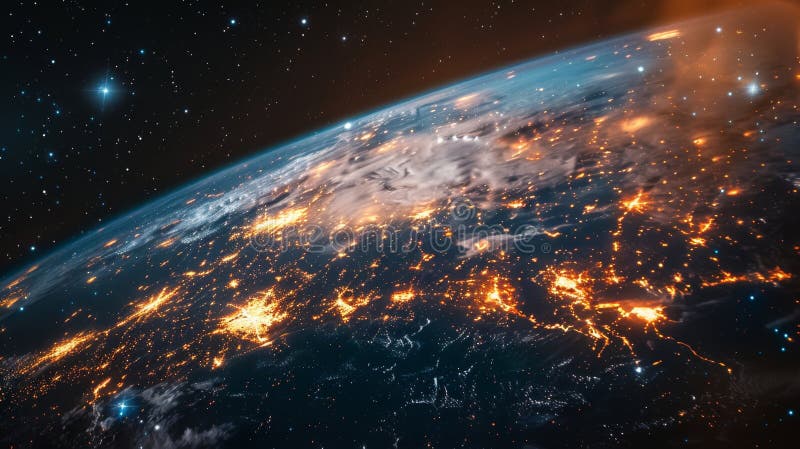 Planet Earth from Outer Space at Night. Elements Provided by NASA Stock ...