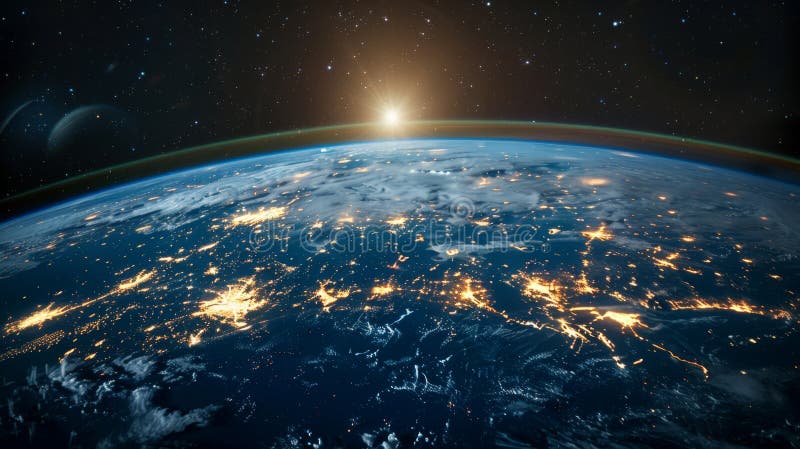 Planet Earth from Outer Space at Night. Elements Provided by NASA Stock ...