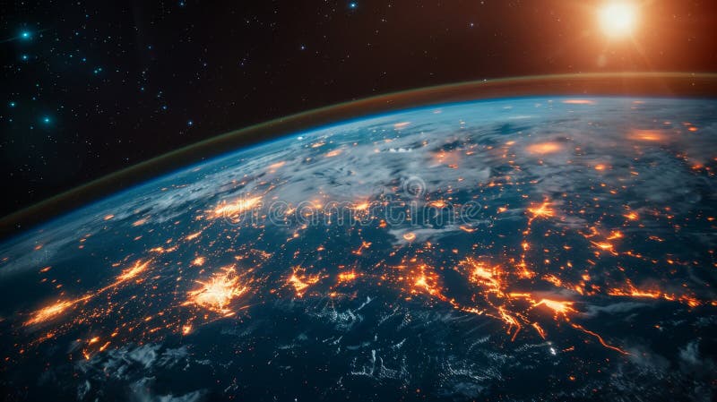 Planet Earth from Outer Space at Night. Elements Provided by NASA Stock ...