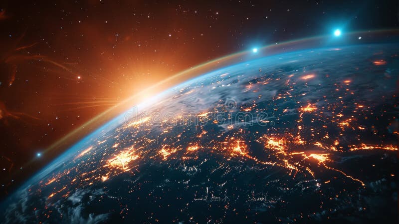 Planet Earth from Outer Space at Night. Elements Provided by NASA Stock ...