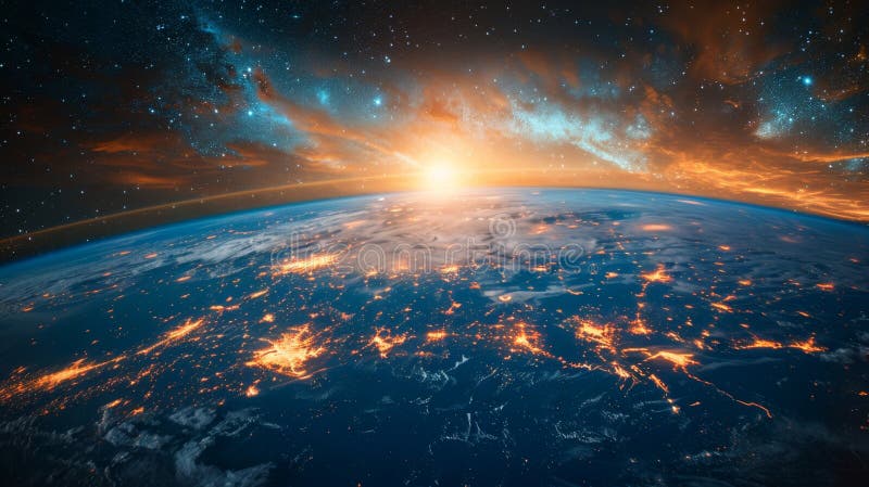 Planet Earth from Outer Space at Night. Elements Provided by NASA Stock ...