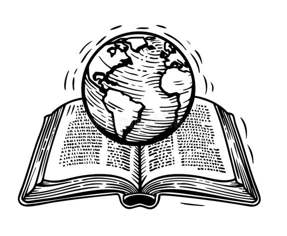 Planet Earth Over an Open Book Knowledge Day Stock Vector ...