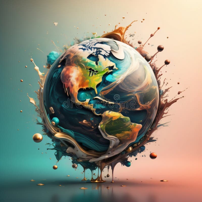 Planet Earth is in the Paint. Stock Illustration - Illustration of blue ...