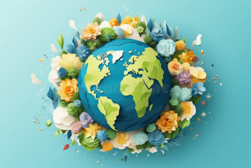 Planet Earth Paper Art AI Generated Stock Illustration - Illustration ...