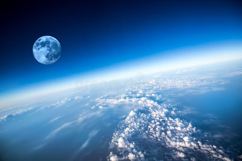Blue Earth View from Moon Surface Stock Photo - Image of satellite ...