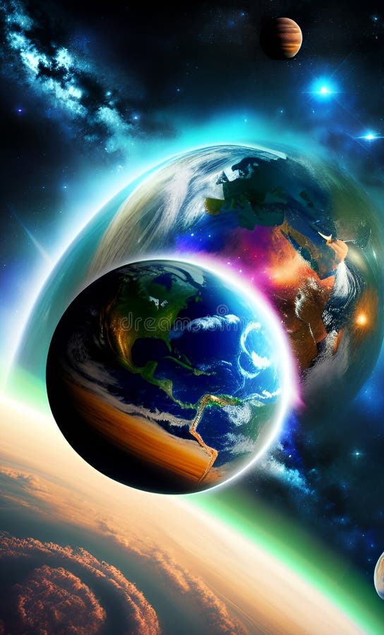 Planet Earth with Galaxy Illustration Artificial Intelligence Artwork ...