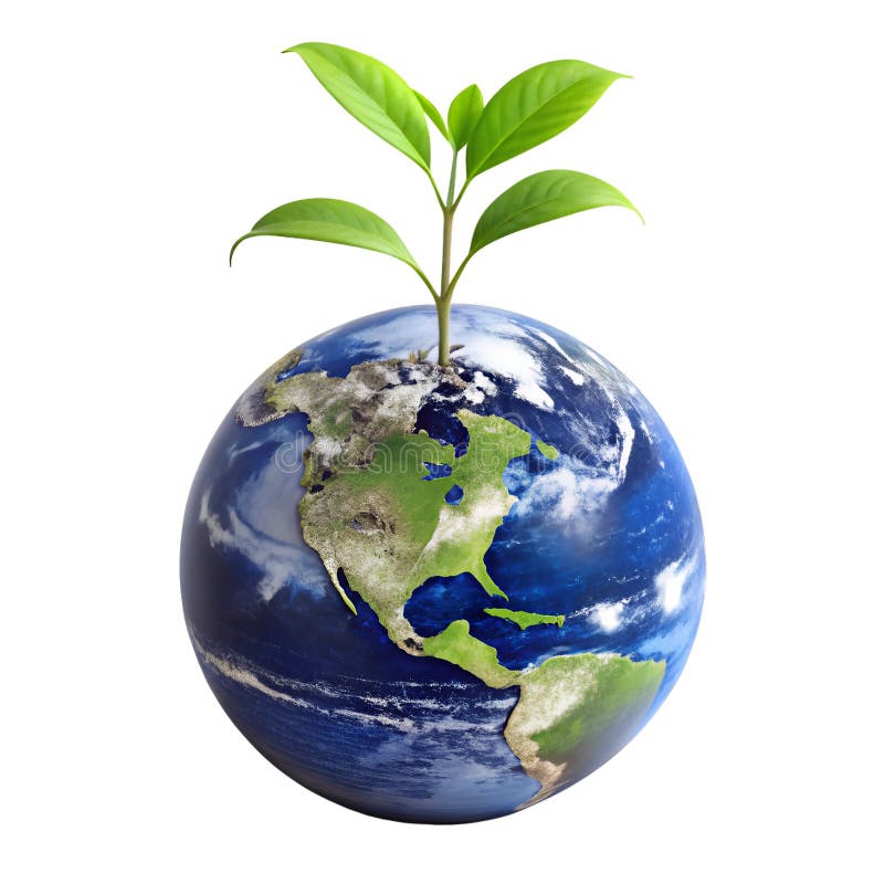 Planet Earth with Plant on White Background Stock Illustration ...