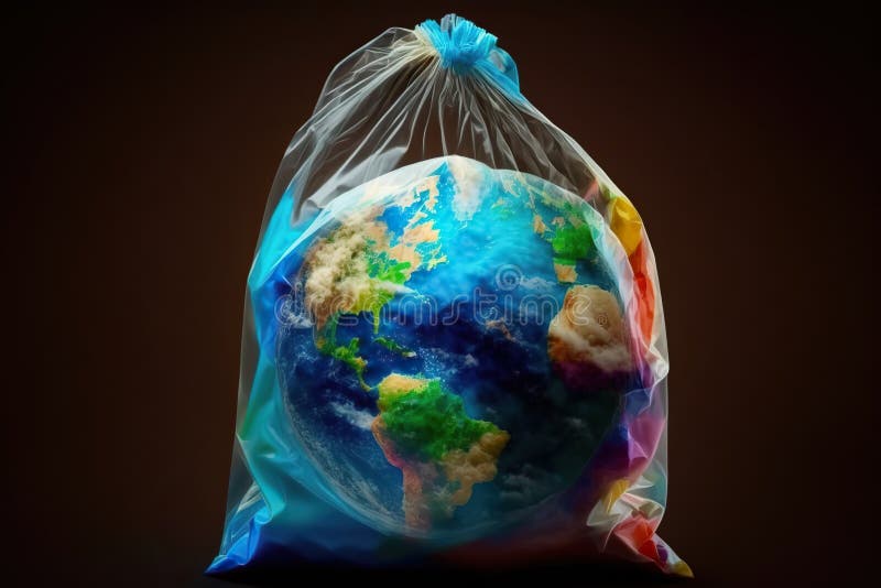 Planet Earth in a Plastic Bag, Created with Generative AI Technology ...