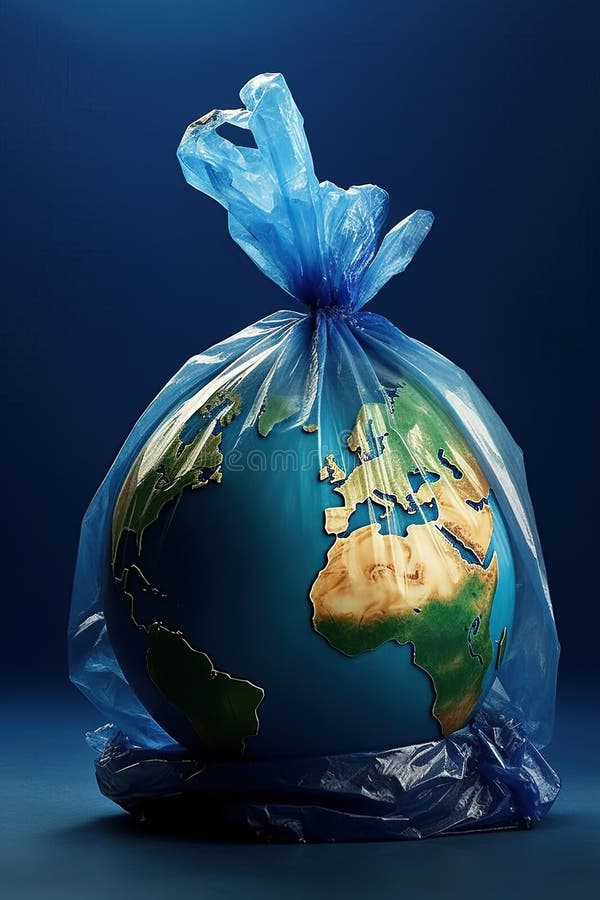 Planet Earth in a Plastic Garbage Bag. Stop Pollution, Save the World ...