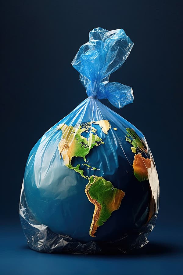 Planet Earth in a Plastic Garbage Bag. Stop Pollution, Save the World ...