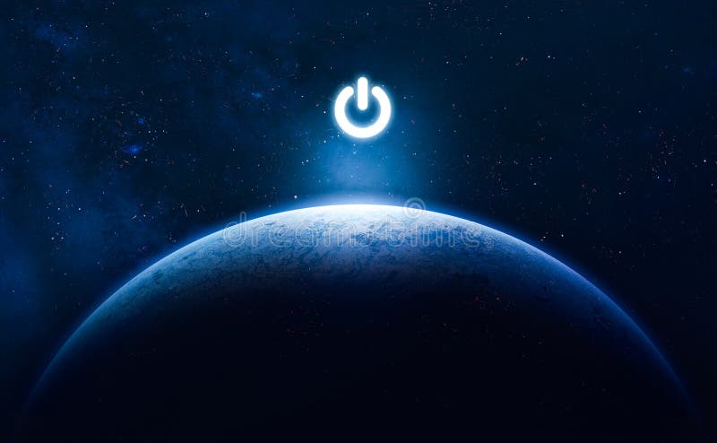 Planet Earth And Power Button. Earth Hour Event. Stock Photo - Image of ...