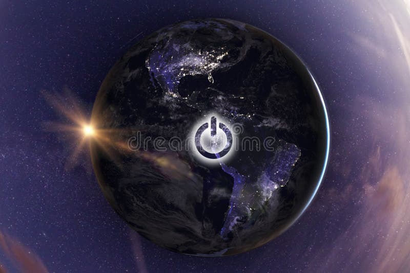 Planet Earth with Power Button - on/Off Switch. Earth Hour/day Event ...