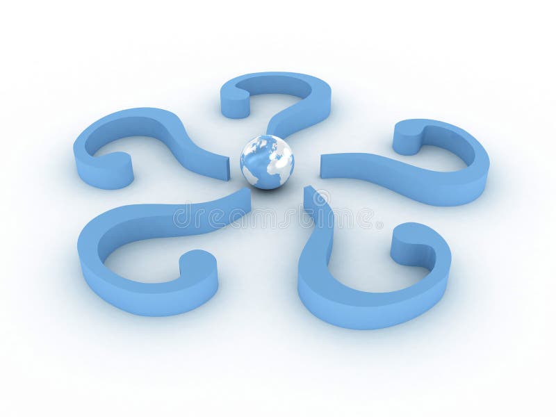 Planet Earth with a Question Marks. 3D Image Stock Illustration ...