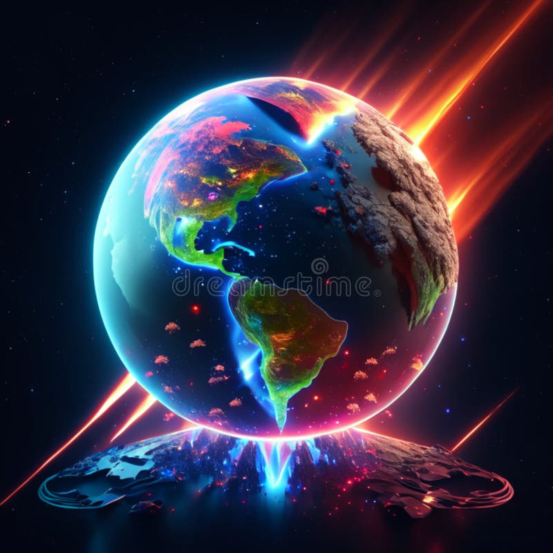 Planet Earth with Rays of Light. 3d Vector Illustration Stock ...
