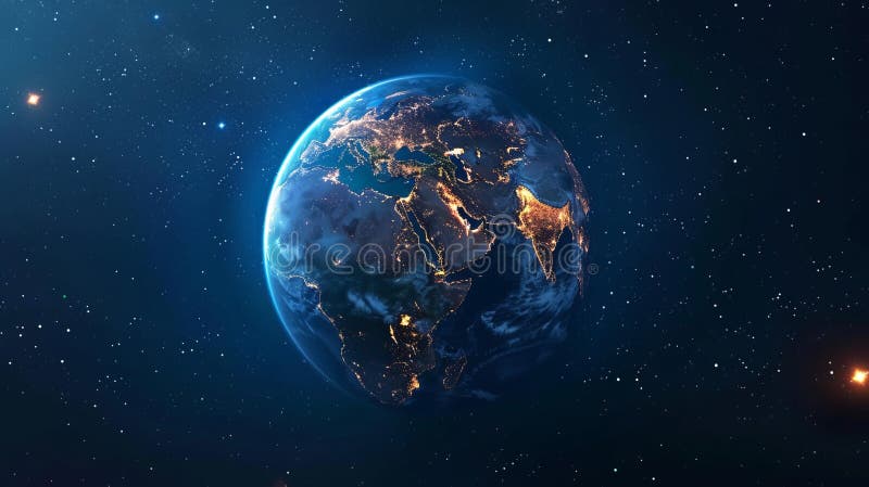 Planet Earth with Realistic Geography Surface and Orbital 3D Cloud ...