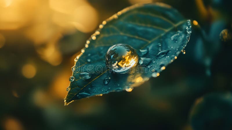 Planet Earth Reflected in Dew Drop on a Leaf Showcasing Natures Beauty ...