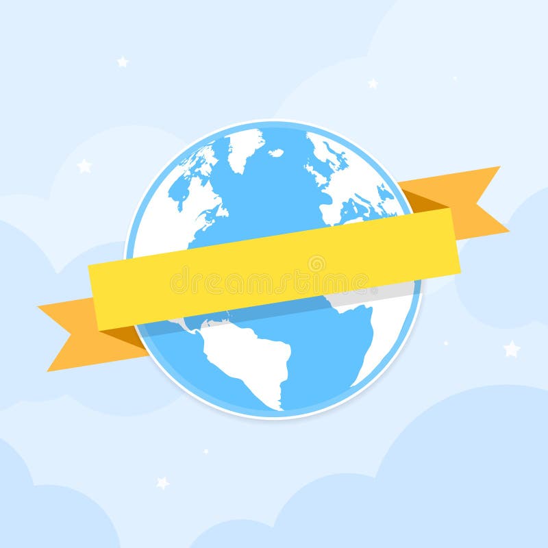 Planet Earth with Ribbon Banner Around it Stock Vector - Illustration ...