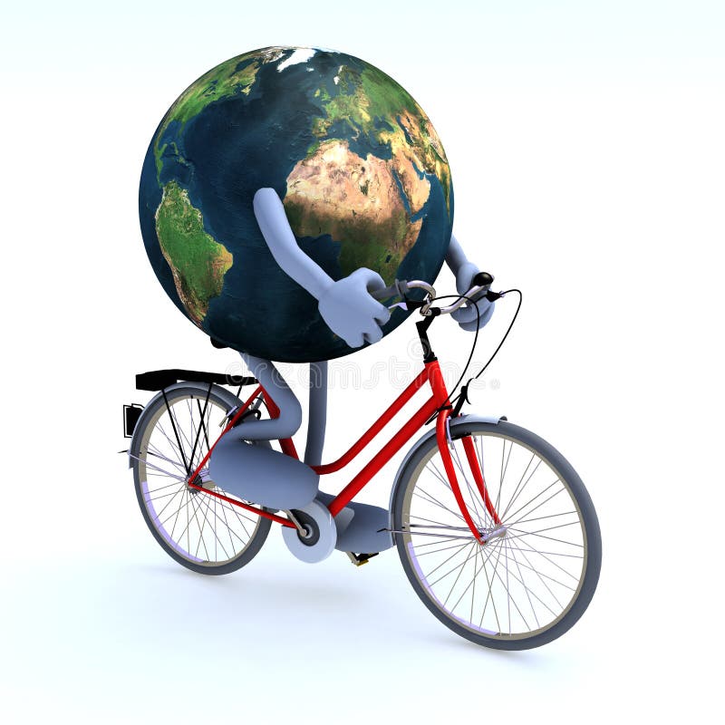 Planet Earth Riding a Racing Bike Stock Illustration - Illustration of ...