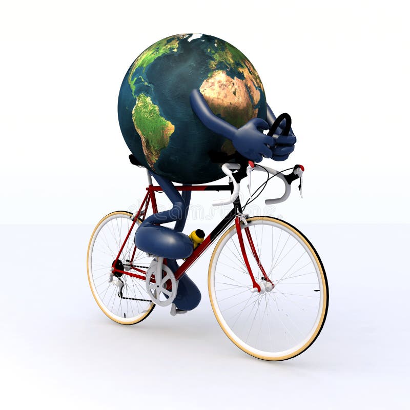Planet Earth Riding a Racing Bike Stock Illustration - Illustration of ...