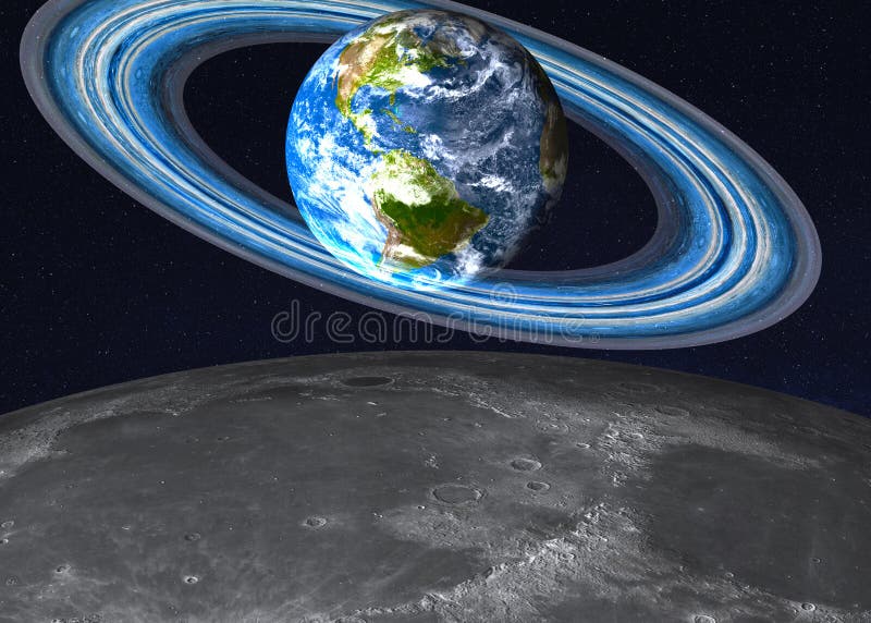 Planet Earth with Ring in Outer Space Stock Illustration - Illustration ...