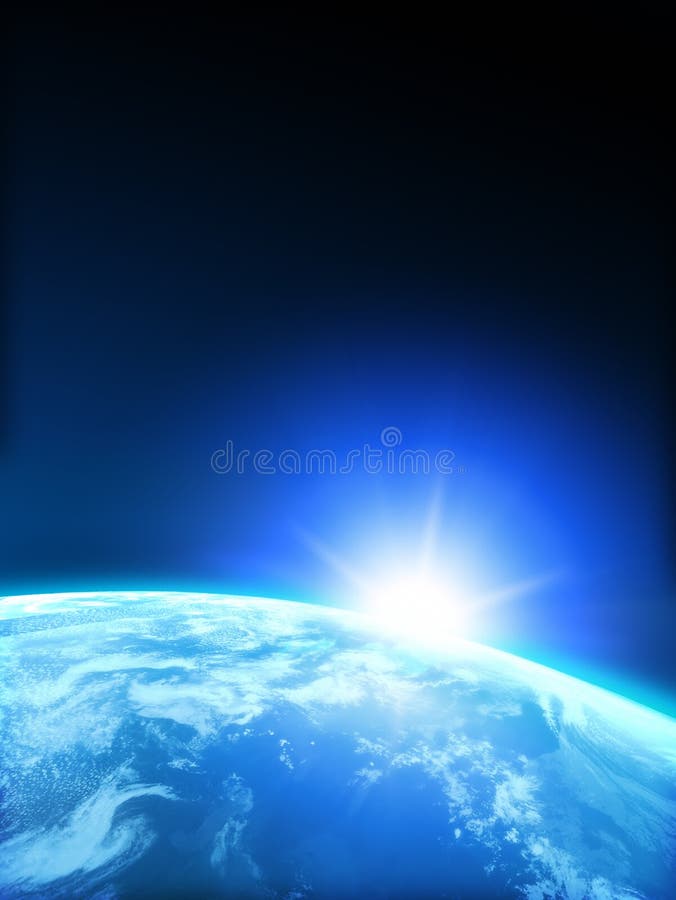 Planet Earth with Rising Sun Stock Illustration - Illustration of ...