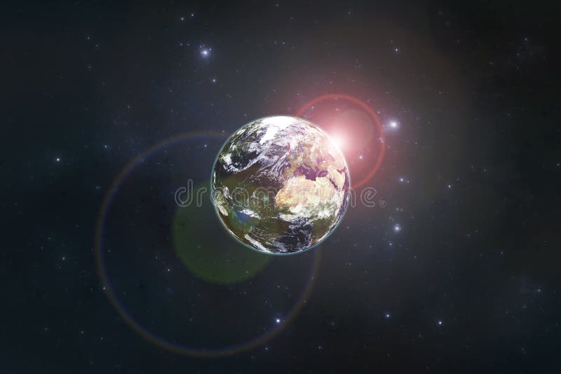 Planet Earth with the Rising Sun Stock Illustration - Illustration of ...