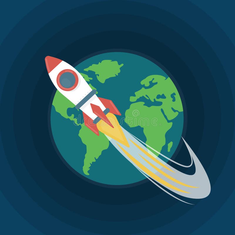 Planet Earth and rocket. stock vector. Illustration of atmosphere ...