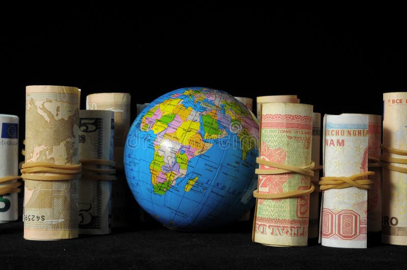 Planet Earth and Rolled Money Stock Image - Image of finance, success ...