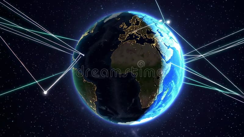 Planet Earth Rotating Slowly in Space Showing Interconnections Stock ...