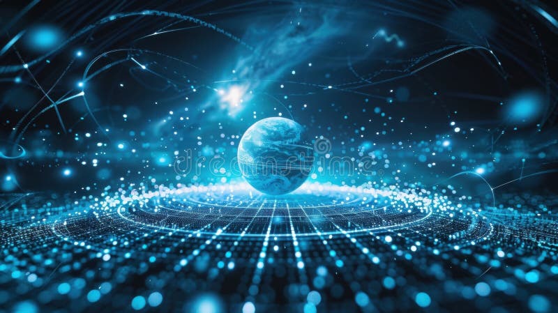 Planet Earth Rotating on Digital Matrix Showing Big Data Connections ...