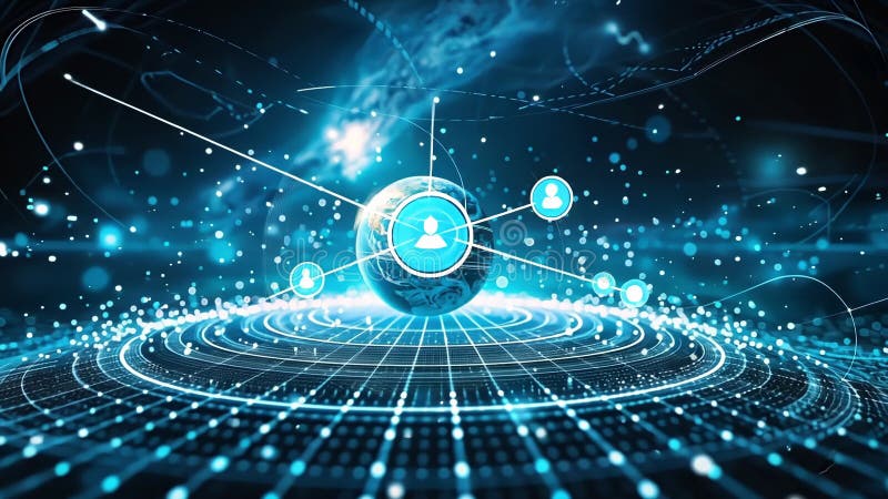 Planet Earth Rotating on Digital Matrix Showing Big Data Connections ...