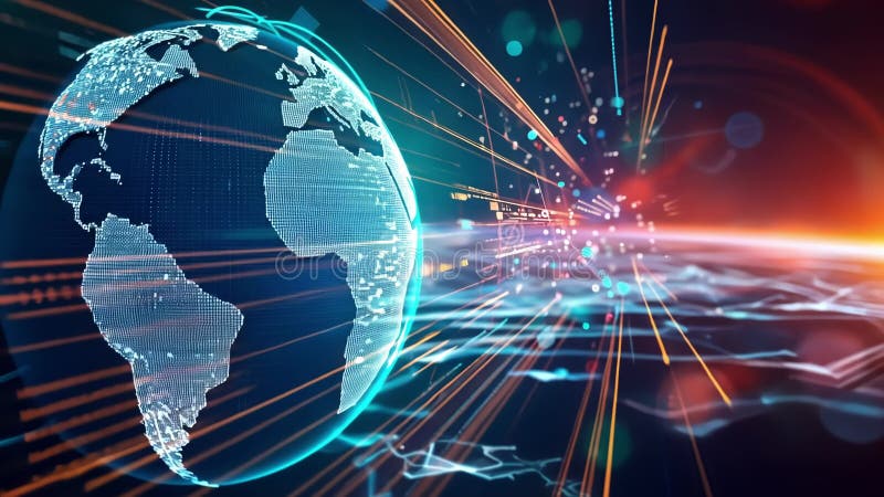 Planet Earth Rotating with Futuristic Digital Data Flowing Around it Stock Footage - Video of ...