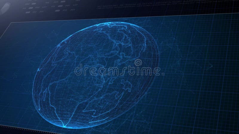 Planet Earth Rotating and Orbit on Complex Connected Network. 4K Stock ...