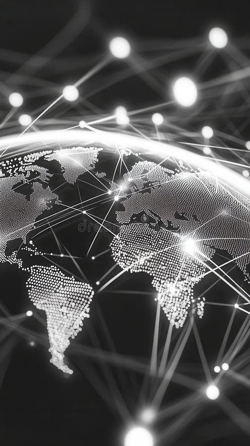 Planet Earth Rotating Showing Interconnected Global Network Connections ...