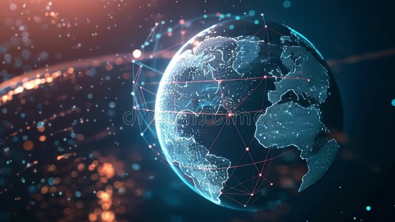 Planet Earth Rotating and Showing Interconnected Points of Light and ...